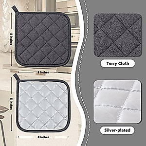 Joyhalo 4 Pack Pot Holders for Kitchen Heat Resistant Clearance Pot Holders Sets Oven Hot Pads Terry Cloth Pot Holders for Cooking Baking