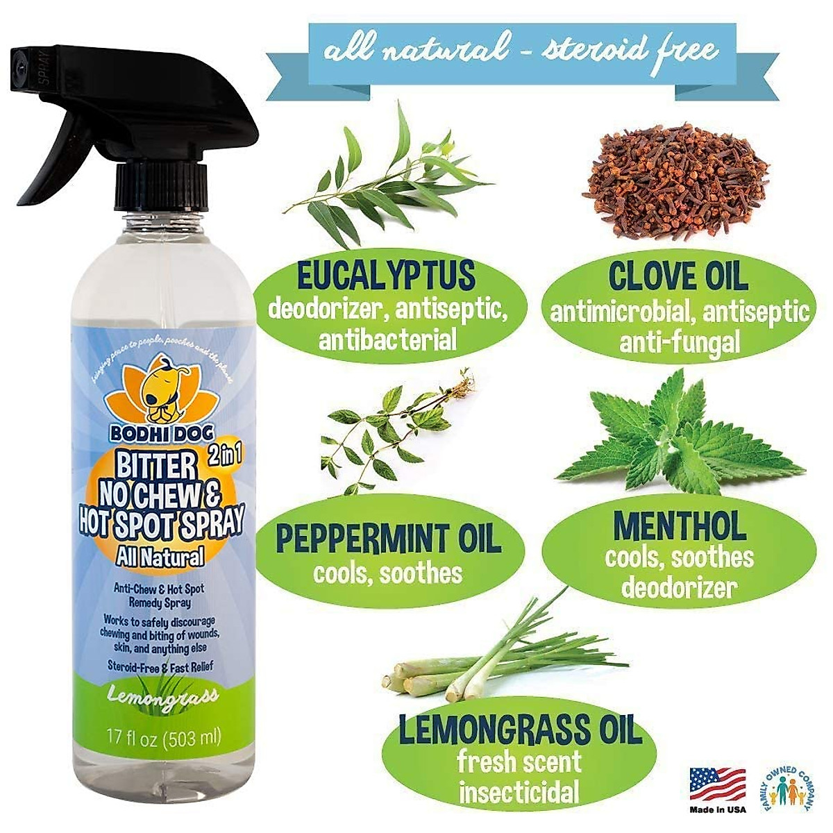 Bodhi Dog Bitter 2 in 1 No Chew 17oz + Peppermint Dental Water Addititve Bundle