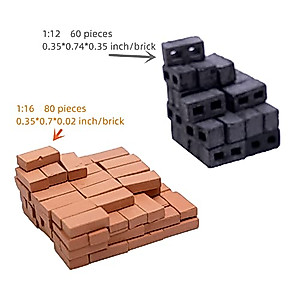 Birostiana 140pcs Miniature Bricks Blocks 80pcs Red Mini Wall Bricks 1 16 Scale 60pcs Mini Cinder Blocks 1 12 Scale Fake Bricks for Dollhouse Garden Lawn Landscape Craft Accessories (BRSTA0022#Brick)