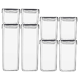MALOVS Food Storage Containers Set, 8 Pcs Airtight Food Storage Containers with Durable Lids, Kitchen Pantry Organization Ideal for Food, Snacks, Sugar and Pastas.