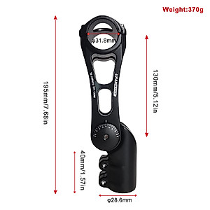 UPANBIKE Bike Stem Adjustable Bicycle Stem 31.8mm 130 Degree 75mm 95mm 130mm Aluminum Alloy Handlebr Riser Extender for MTB Road Bike BMX Mountain Bike