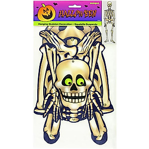 Halloween Jointed Skeleton - 1 Count - Yellowish-White Indoor Hanging Décor for Spooky Decorations - Perfect for Haunted Houses & Parties