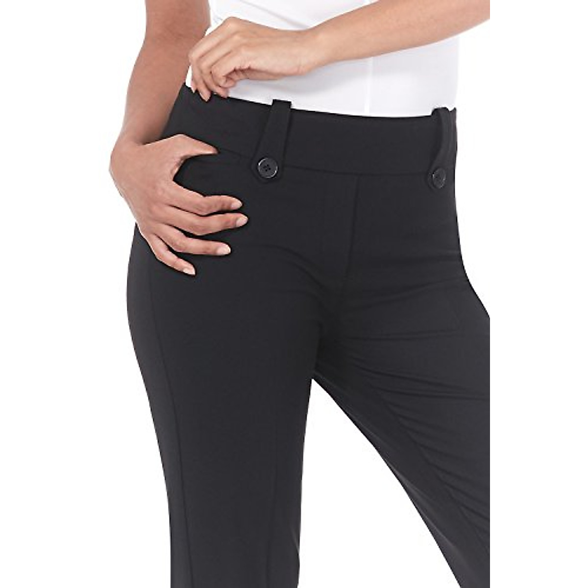Rekucci Womens Smart Desk to Dinner Stretch Bootcut Pants w/Tummy Control (Black, 8)