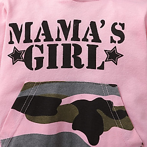 Toddler Boy Girl Camo Clothes Set Daddys Little Girl Ruffle Romper Top Hoodie+Camo Pants Clothing Set with Headband