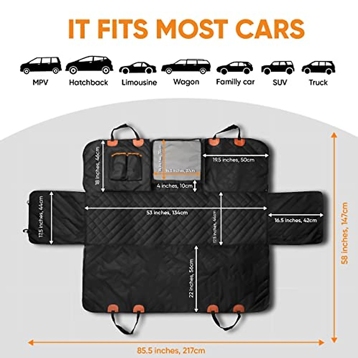 Dog Car Seat Cover for Back Seat | Waterproof Scratch Proof Back Seat Cover for Dogs | Pet Hammock Car Cover with Mesh Window | Nonslip Heavy Duty Dog Seat Covers for Cars Trucks SUV