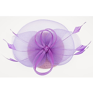 Cizoe Tea Party Fascinator Kentucky Derby Hat Fascinator Pillbox Hat Headband for Cocktail(A-purple