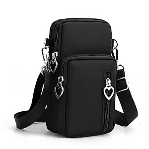 Women Roomy Crossbody Bag Cellphone Shoulder Pouch Purse For iPhone 13 Pro Max Samsung Galaxy S22 Ultra S22+ S21 Ultra S20 Ultra Note20 Ultra A52s A12 A71 A20S A51 A03s Moto G Power 2021 (Black)