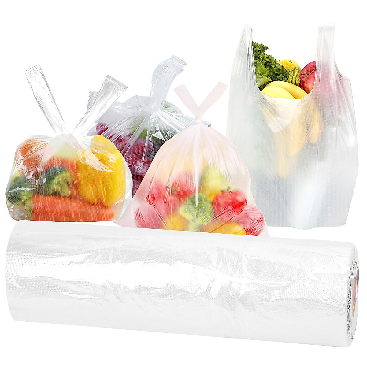 Muranana 12" x 16" Food Storage Bags Plastic Produce Bag, Grocery Clear Bag for Fruits, Vegetable, Bread, Plastic Bags, Food Storage Clear Bags, 350 Bags (1 Roll)