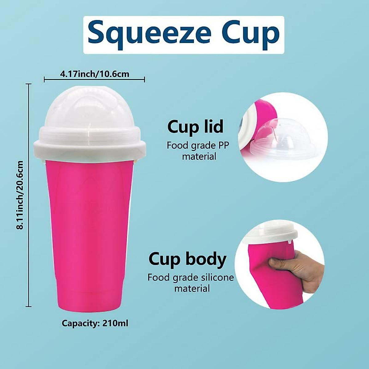 Slushie Maker Cup, Slushy Maker Frozen Magic Squeeze Cup Cooling Maker Cup Freeze Mug Milkshake, Portable Squeeze Ice Cup for Everyone