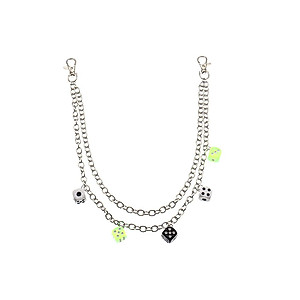 Punk Pocket Wallet Chain Cute Angel Dice Mushroom Heart Thorns Jean Pants Multilayer Belt Chains Waist Belly Body Chain Jewelry for Women and Girls -Dice