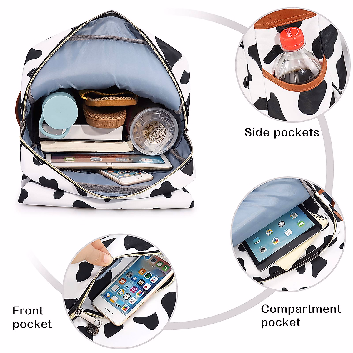 Vintage Laptop Backpack, Xinveen Cute Cow Spot College School Backpack Travel Daypack Casual Business Rucksack