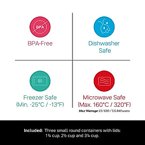 Tupperware Brand Vent ‘N Serve Container Set - 3 Small Round Containers to Prep, Freeze & Reheat Meals + Lids - Dishwasher, Microwave & Freezer Safe - BPA Free