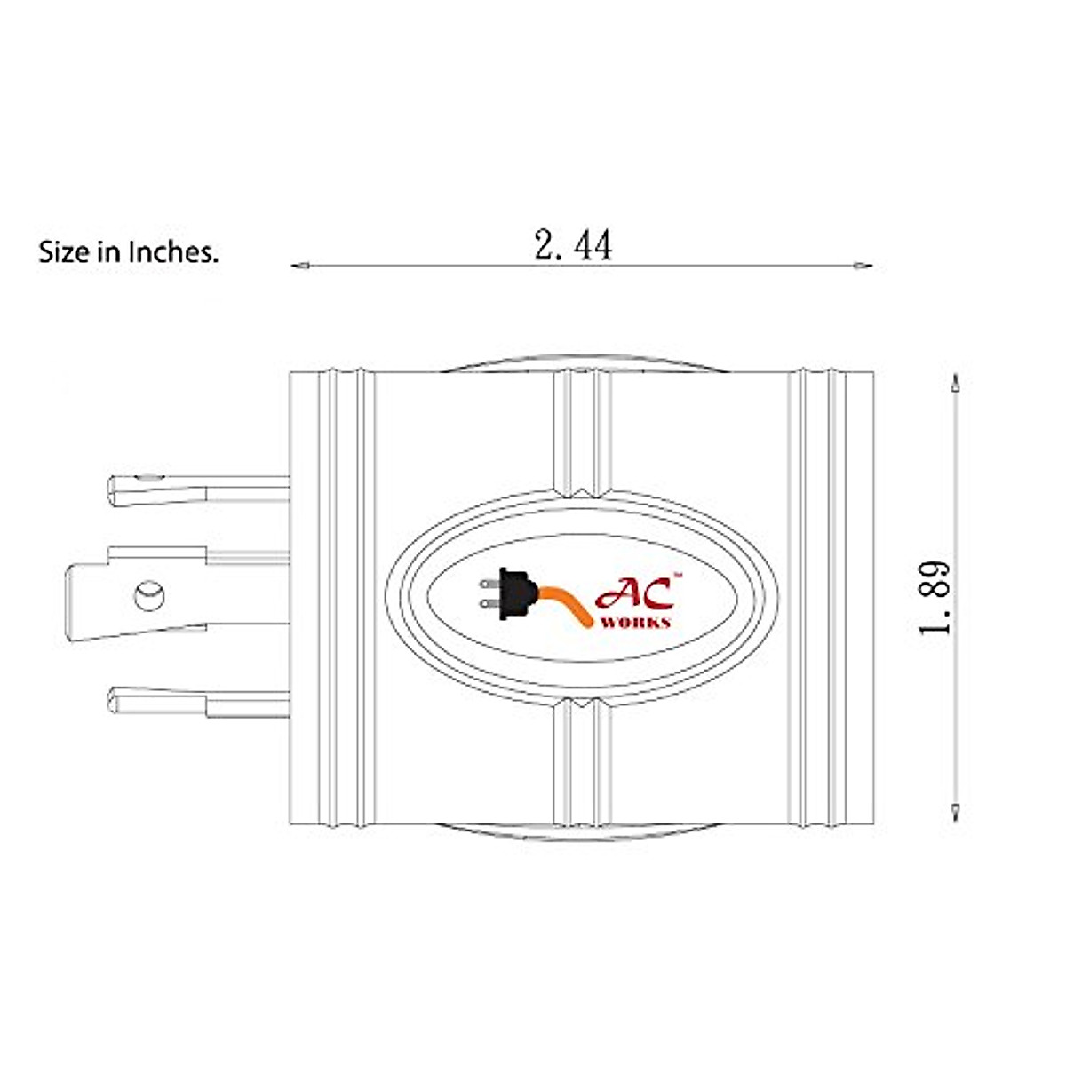 AC WORKS 30Amp 4 Prong 125/250Volt L14-30P Locking Plug to L14-20R 20Amp 4 Prong 125/250Volt Locking Female Generator Adapter (Compact)