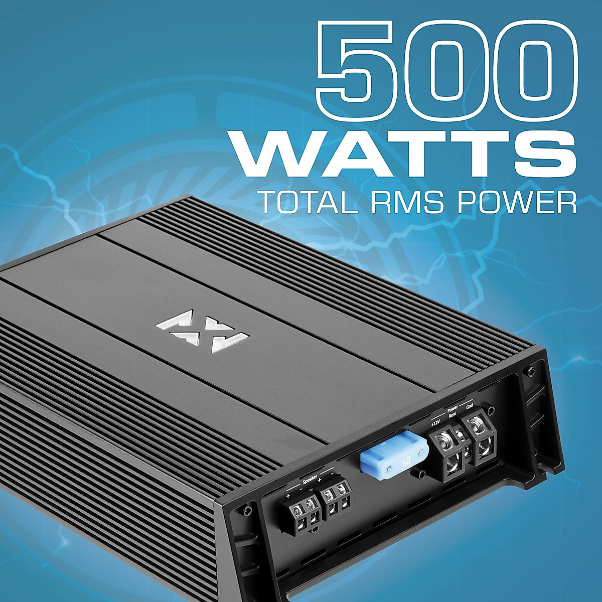 NVX NDA105 4000W Peak (2000W) RMS N-Series Class-D 1-Ohm Stable Monoblock Amplifier with Included Bass Remote Knob