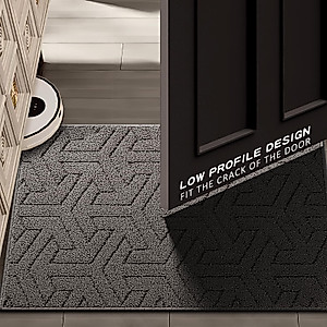 Villsure Door Mat, Front Doormats, Non-Slip Entryway Mats Resist Dirt, Washable Low Pile Floor Door Mats for Home, Entrance, Inside, Patio, Grey, 19.5"x31"