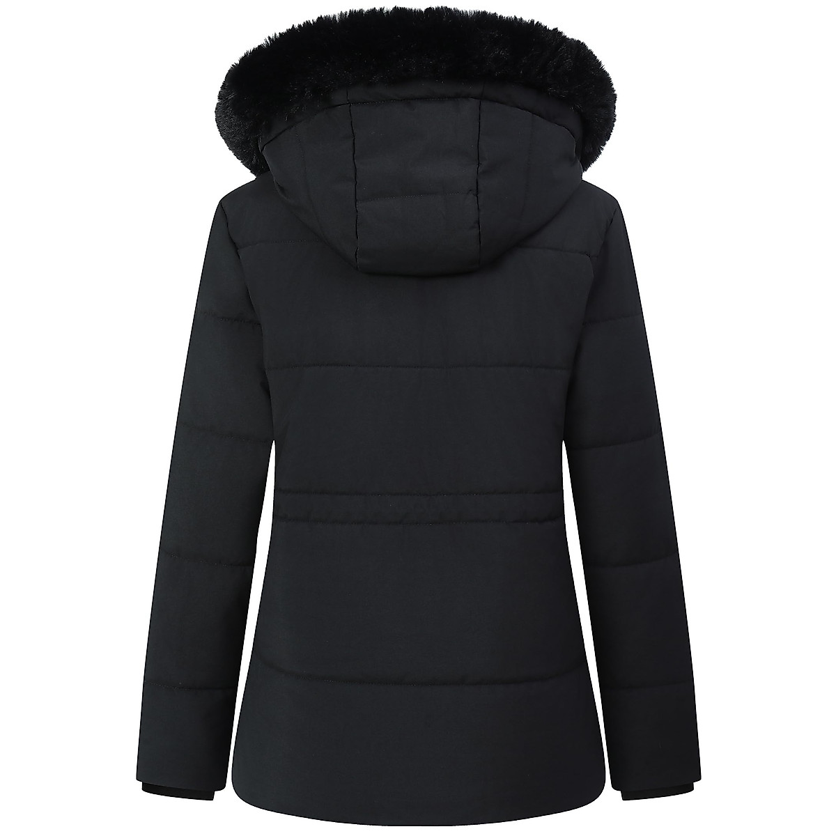 MOERDENG Women's Warm Winter Puffer Coat Thicken Fleece Lined Down Jacket Faux Fur Detachable Hood Snow Parka