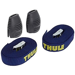 Thule Load Straps - Secure steel cam-action buckle with protective bumper - Heavy-duty UV resistant nylon webbing - sold in pairs - Kayak, canoe, surfboard tie down