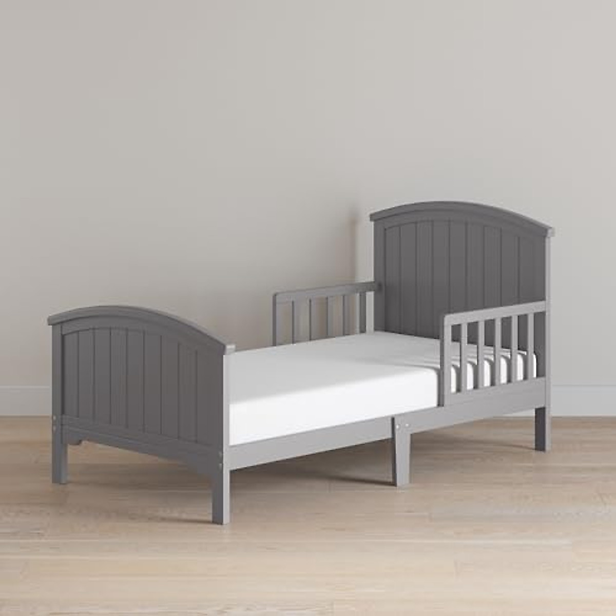 Child Craft Hampton Arch Top Toddler Bed for Kids with Guard Rails, Low to Ground Design, Made of Pinewood, Featuring Clean Lines to Match Any Décor (Cool Gray)