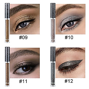 DekRion Glitter Eyeshadows, Liquid Eyeshadows, Long-lasting Liquid Glitter Eyeshadows, Shimmer-Eyeshadows, Metals-Gloss-Sparkling Silver, Gold High-pigmented Colorful Glitter Eye Shadows(01#Silver)