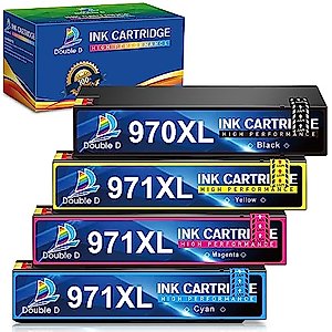 DOUBLE D Compatible Replacement for HP 970XL 971XL 970 971 Ink Cartridges (Upgraded Chip), Work for HP Officejet Pro X576dw X476dw X476nw X551dw X451dw X451dn (1B, 1C, 1M, 1Y) 4 Pack