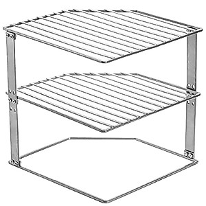 Nicunom 3-Tier Corner Shelf Counter Organizer, 9x9x9 inch Kitchen Bathroom Countertop Organizer, Metal Corner Storage Shelf, Standing Counter Shelf, Corner Spice Rack, Cabinet & Pantry Organizer
