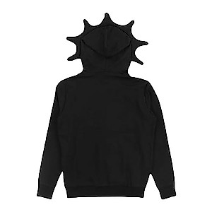 Sunwittafy Y2k Hoodie Men Women Black Rhinestone Full Zip Up Hoodie Over Face Oversized Sweatshirt Trendy Streetwear