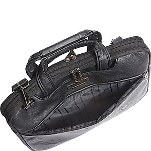 Kenneth Cole Reaction ProTec Faux Pebbled Leather Slim 16" Laptop Business Briefcase / Tablet Bag, Black
