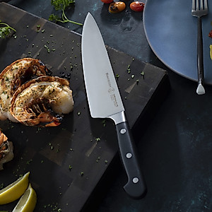 Messermeister Meridian Elite 8” Traditional Chef’s Knife - Fine German Steel Alloy Blade - Rust Resistant & Easy to Maintain