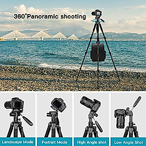 72" Tripod for Camera, Tall DSLR Tripod, Aluminum Horizontal Tripod Monopod, Professional Heavy Duty Camera Tripod Stand with Remote, Tablet & Phone Mount, Compatible with Canon Nikon Sony