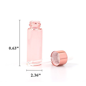 Furnido 35 Pack,1/6 oz(5ml) Pink Essential Oils Dropper Bottle,Empty Glass Sample Vials with Glass Tube,Rose-Golden Caps For Travel,Perfume Aromatherapy Liquid Container-Dropper&Funnel Included