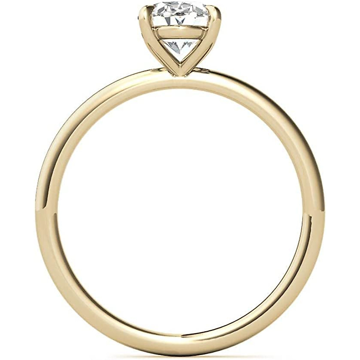 CUSTOMIZE JEWELS 3.00 Carat -10x8 mm Brilliant Oval Cut Moissanite Solitaire Engagement Ring with Plain Band 14k Yellow Gold,D-VVS1 (5.5)
