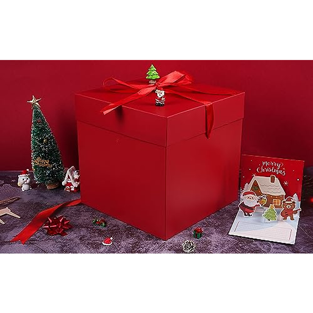 Elephant-package Medium Gift Box with Lids, Ribbon and Paper Filler, for Birthdays, Christmas, Valentine's Day， Present Packing - Collapsible, 8.7", 1 Pack, Red