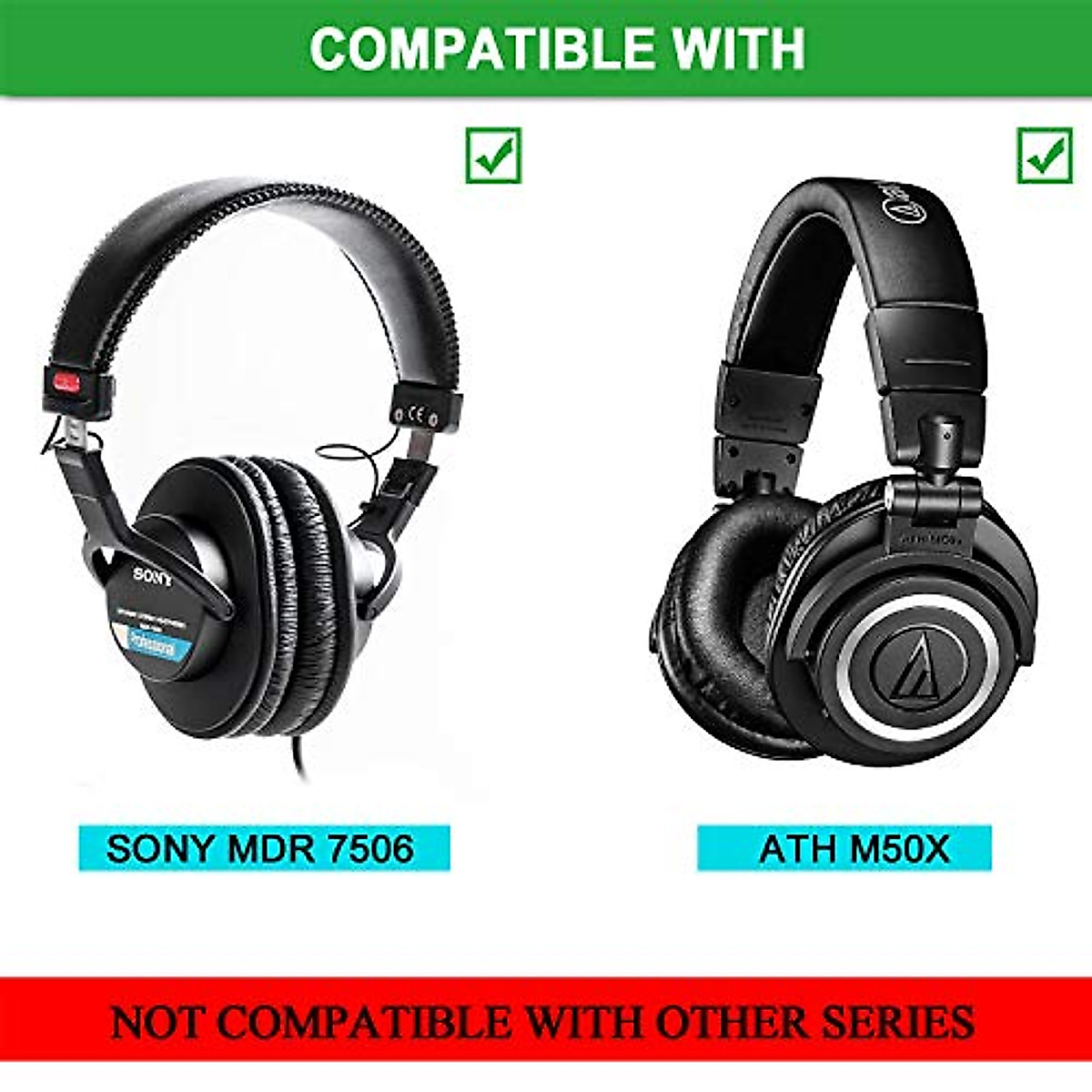 JECOBB Replacement Earpads for Audio-Technica ATH M50X M40X M30X M20X Professional Studio Monitor Headphones with Protein Leather & Memory Foam Ear Cushions (Brown)