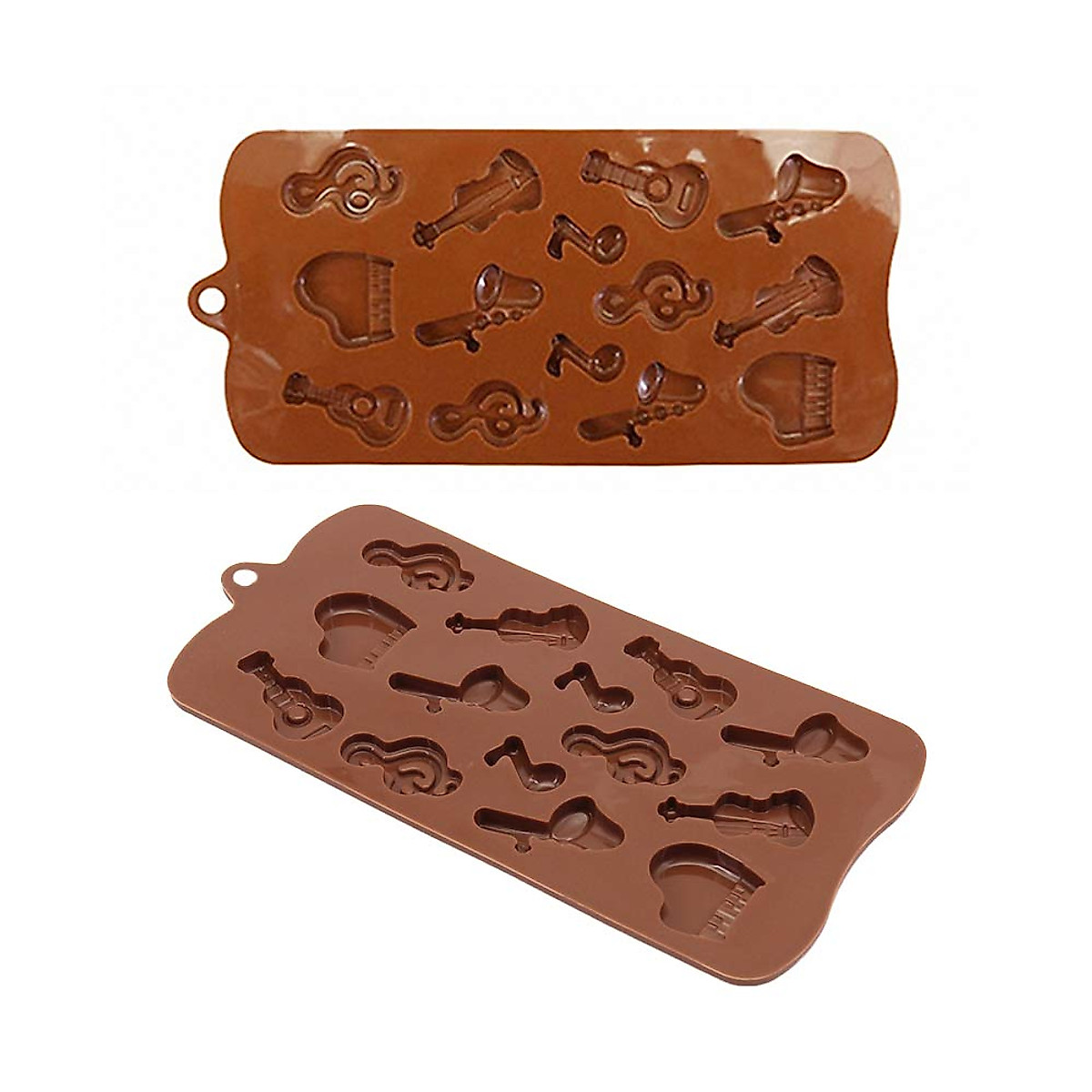 2Pcs Musical Instrument Silicone Chocolate Mold Music Note Bass Guitar Piano Saxophone Shape Candy Mini Soap Crayon Melt Mould Ice Cube Trays