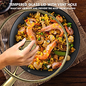 imarku Non stick Frying Pans, Long Lasting 10 Inch Frying Pan with Lid, Professional Cast Iron Skillets Nonstick Frying Pan, Frying Pans Nonstick with Lid and Stay Cool Handle, Christmas Gifts