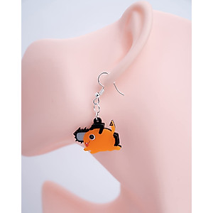 Orange Dog Anime Earrings Drop Cute Earrings for Women Accessory Cosplay (Dog)