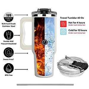 WAZONE Personalized Elephant 40oz Tumbler with Handle and Straw Custom Name Animal Wooden Drawings Stainless Steel Travel Coffee Cup With Lid Gifts for Elephants Lover Men Women Teen