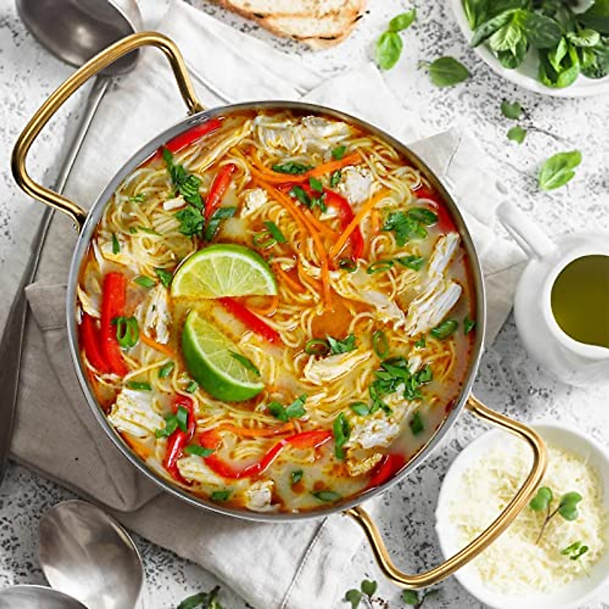 DEAYOU Ramen Cooking Pot, 8" Stainless Steel Pasta Stockpot, Small Everyday Pan with Double Handle, Korea Noodle Pot, Induction Saucepan Stewpot for Stovetop, Soup, Egg, Stir Fry, Fast Heating, 2 QT