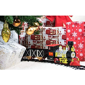 Large Classic Holiday Christmas Tree Train Set with Sounds Lights Smoke for Around Under The Christmas Tree
