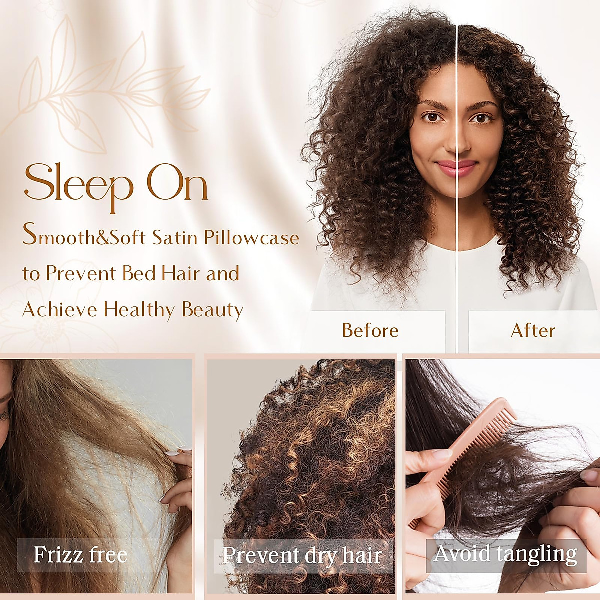 Yanibest Satin Pillowcase, Silk Pillow Cases for Hair and Skin with Zipper, Queen Pillow Cases Set of 2 for 20"x30", Exquisite Packaging for Women Men