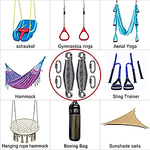 SELEWARE Heavy Duty Swing Springs for Hammock Chair, Porch Swing, Hammock Stands Mount, Innovative Conical Shape & Double Closed Ring Design Up to 400 lbs, w/Locking Carabiners(2 Pack)