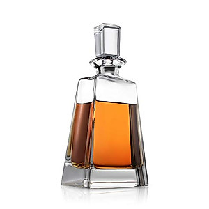 Luna Whiskey Decanter – 23 oz Crystal Modern Decanter – Small Liquor Decanter with Stopper – Booze Decanter for Whiskey, Bourbon, Brandy, Liquor, and Rum – Scotch Bar Container