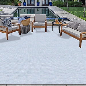 Reversible Outdoor Rugs 8'x10' Waterproof RV Camping Mat with 4 Corner Loops Stakes for Patio, Large Carpet All Weather Floor Mats Plastic Deck Balcony Picnic Rug Indoor Area Rug Outside Decor