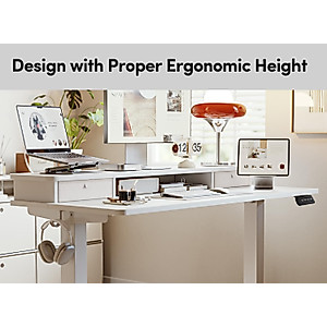 BANTI Electric Standing Desk with Double Drawers, 60x24 Inches Adjustable Height Stand Up Desk, Sit Stand Home Office Desk with Storage Shelf, Rustic Brown Top/Black Frame (B-SDE-60RC-DD)