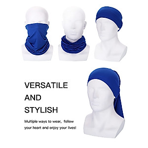 3 Pieces Men Sun Protection Face Cover Bandana Neck Gaiter Breathable Adjustable Outdoor Sunscreen Cover for Fishing Cycling (Black, Grey, Dark Blue)