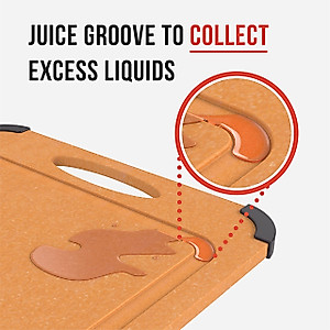 Chef Pomodoro Wood Cutting Board for Kitchen, Dishwasher Safe, Dual-sided with Juice Groove, Non-porous Non-slip Scratch-resistant Surface, Easy Grip Handle, 14.5 x 11 inches