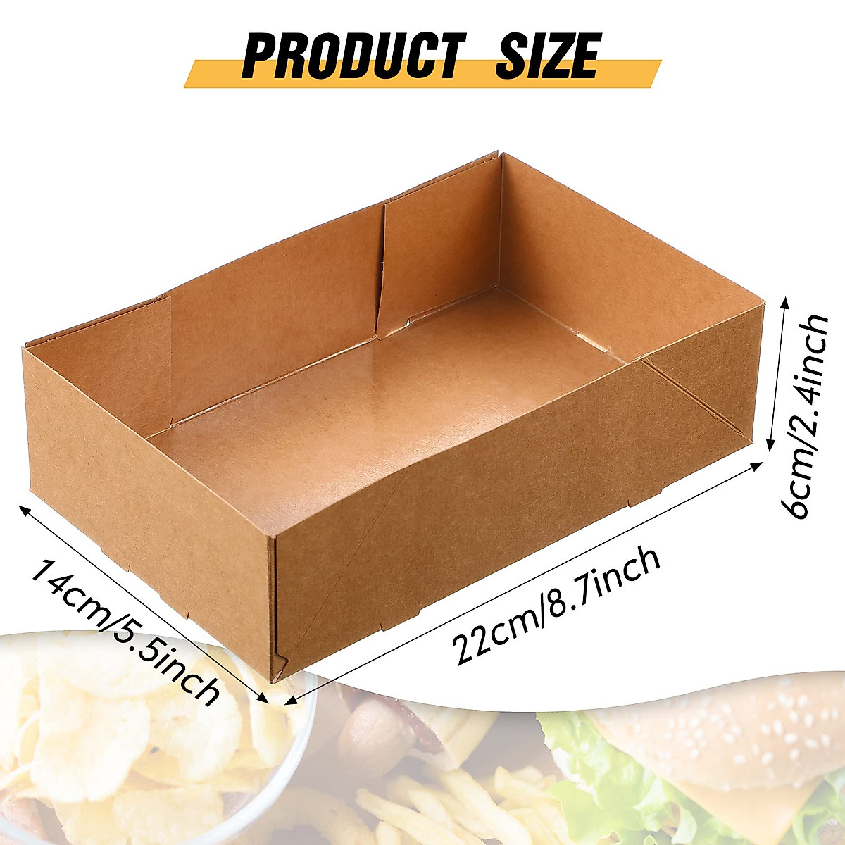 Potchen 200 Pcs Kraft Food Trays 4 Corner Pop up Food Tray Disposable Foldable Cardboard Trays Movie Night Snack Trays Party Container Box for Holding Food Drink at Stadiums or Theaters