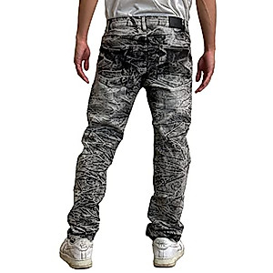Southpole Men's Stretch Biker Denim Skinny Jeans, Marble Grey Black