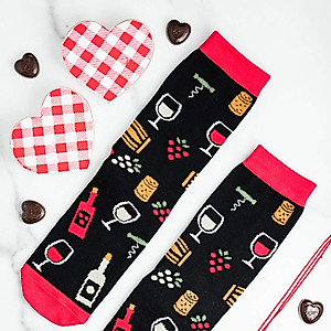 Lavley If You Can Read This, Bring Me Funny Socks - Novelty Gifts for Men, Women and Teens (US, Alpha, One Size, Regular, Regular, Bring Me Wine (Red Wine))