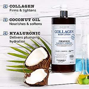 Rosen Apothecary Firming Collagen Body Lotion, Coconut Oil for Firm, Hydrated, Tighter Looking Skin, 960ml/32 fl oz